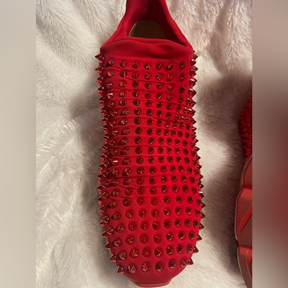 Christian Louboutin Spike Red Tennis Shoes - Gem